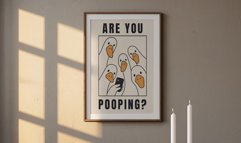 Are You Pooping Poster, Funny Duck Bathroom Art, Minimalist Toilet ...