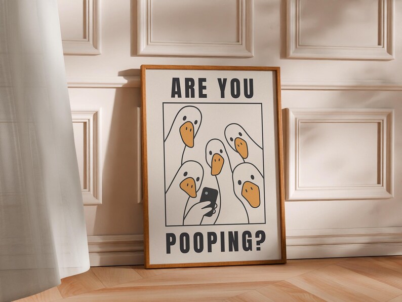 Are You Pooping Poster, Funny Duck Bathroom Art, Minimalist Toilet ...