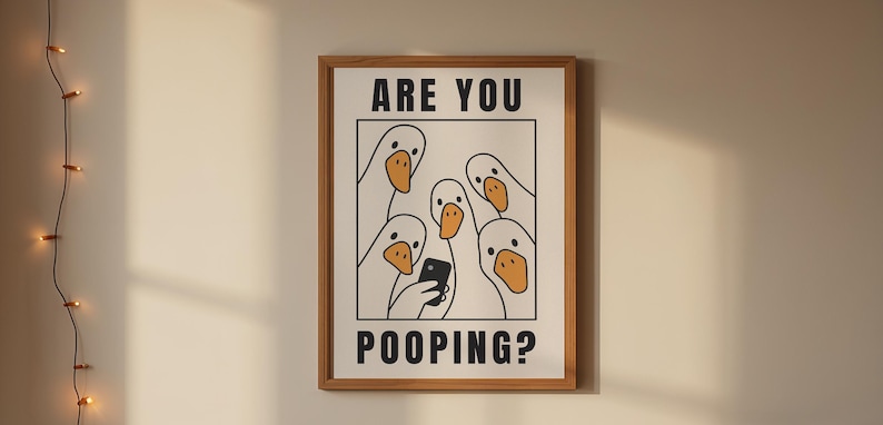 Are You Pooping Poster, Funny Duck Bathroom Art, Minimalist Toilet ...
