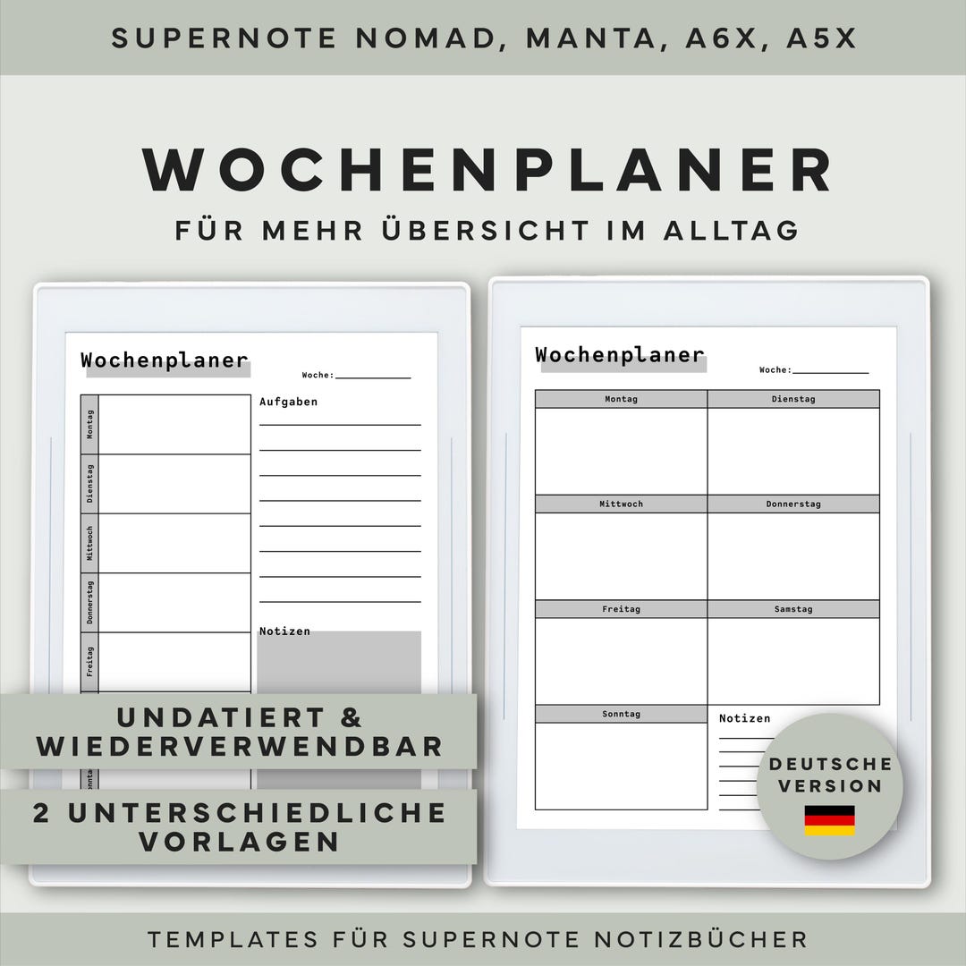 Weekly Planner Template for Supernote – Weekly Planner for Organization ...