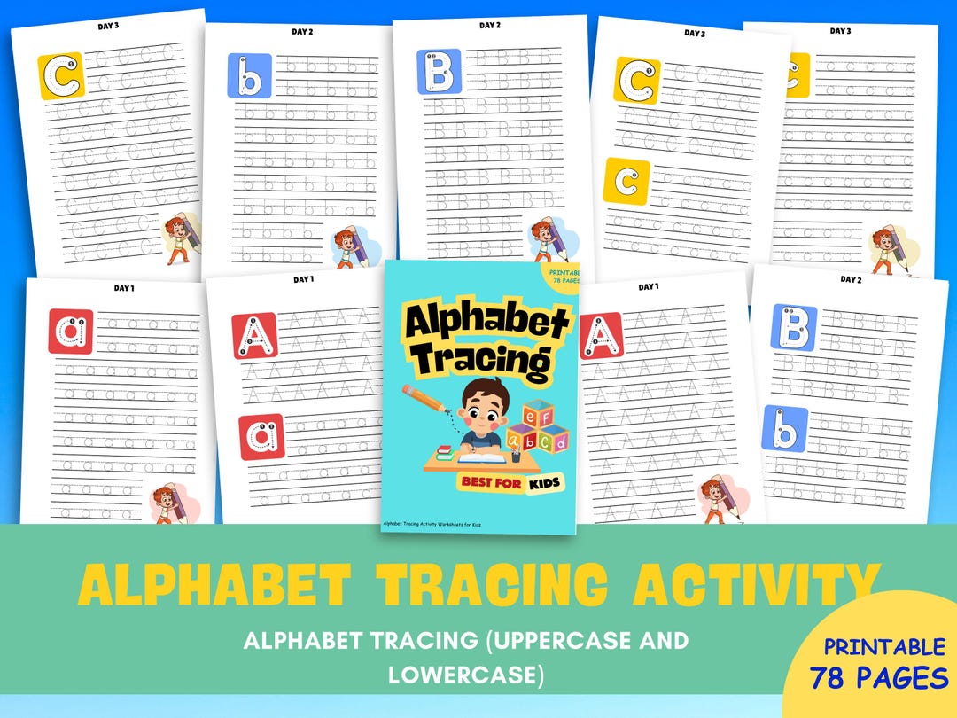A-Z Alphabet Letter Tracing Worksheets, Handwriting Practice, Preschool ...