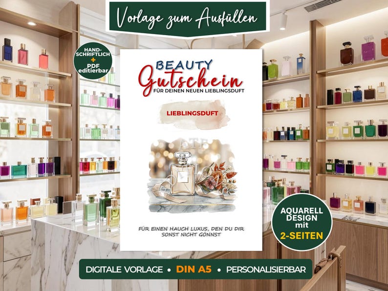 Printable Perfume Gift Voucher Template | Perfume Gift Card | Wish ...