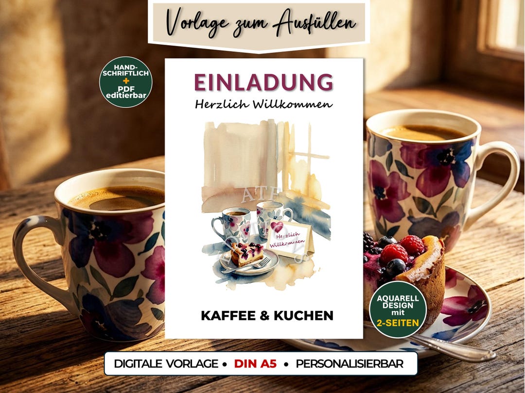 Coffee and Cake Invitation | Printable Coffee and Cake Voucher ...