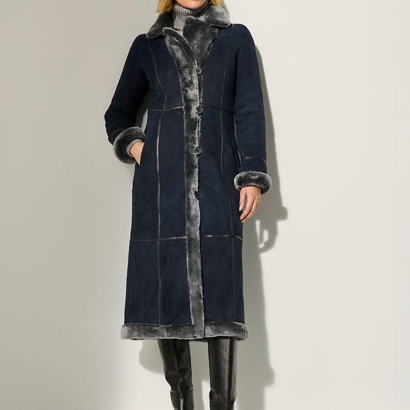 Mens Blue Shearling Coat - Etsy