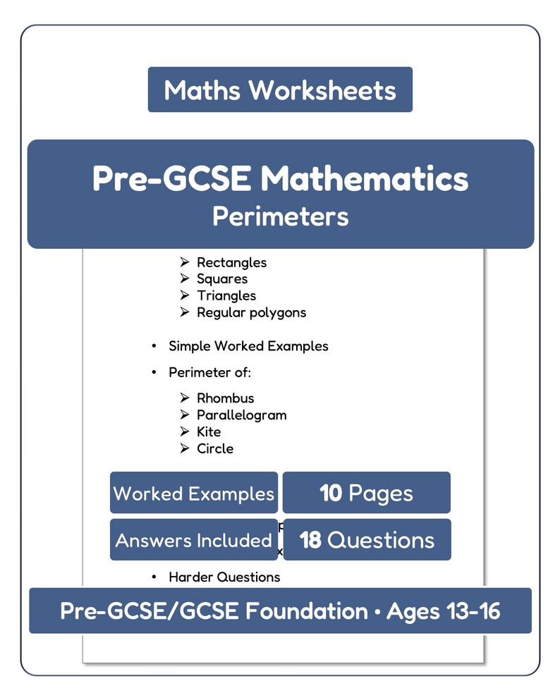Perimeters Worksheet Pack | Pre-gcse & GCSE Maths Revision | 18 ...