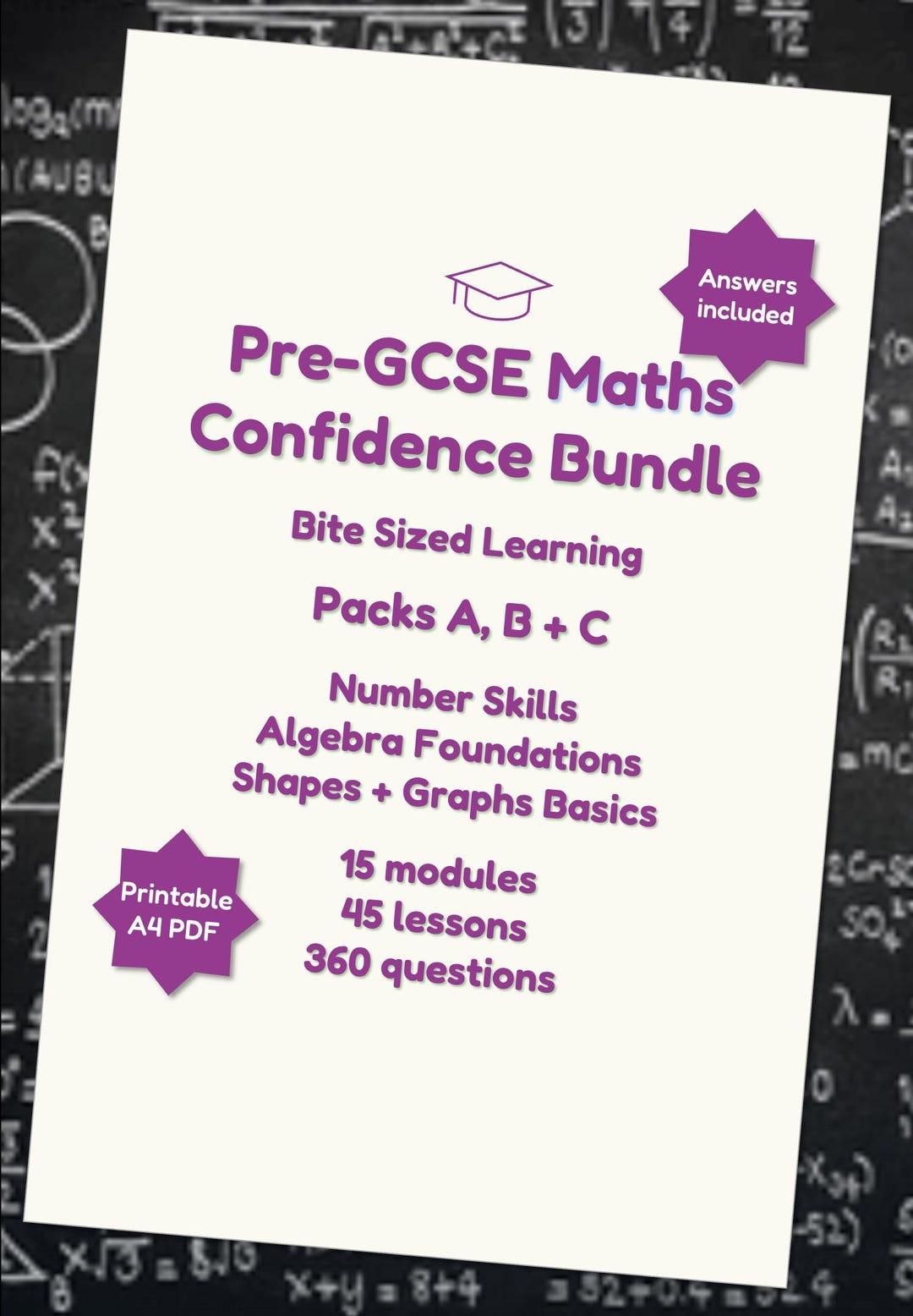 Pre-gcse Maths Confidence Bundle (packs A–C) | Printable Worksheets ...
