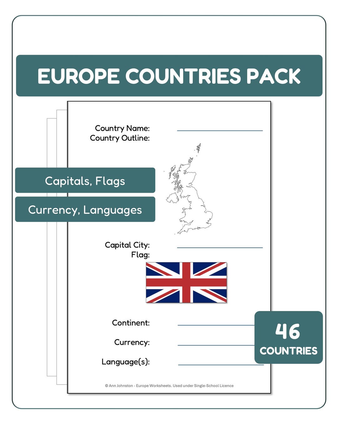 Europe Countries Geography Activity Pack for Kids - 46 Printable ...