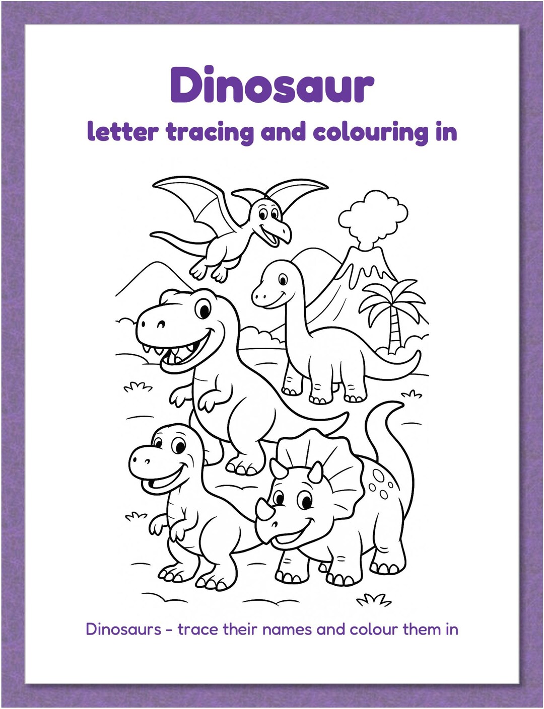 Dinosaur Letter Tracing & Coloring Pages – Printable Kids Worksheets ...