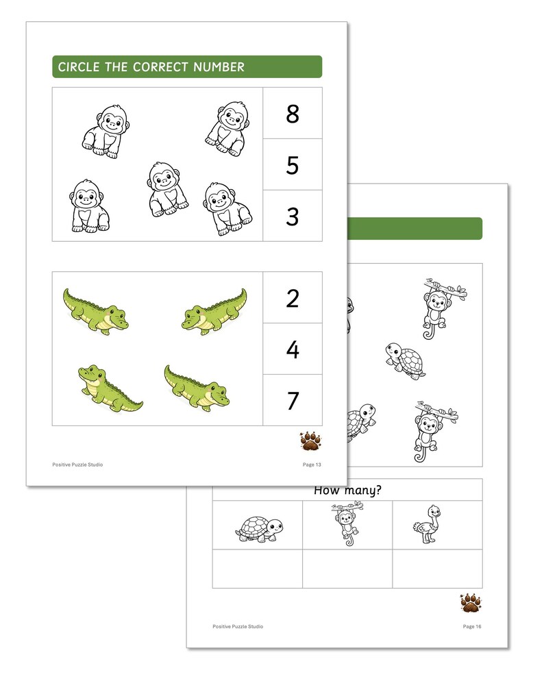 Wild Animals Number Tracing Worksheets Ages 4-5 | Numbers 1 to 10 ...