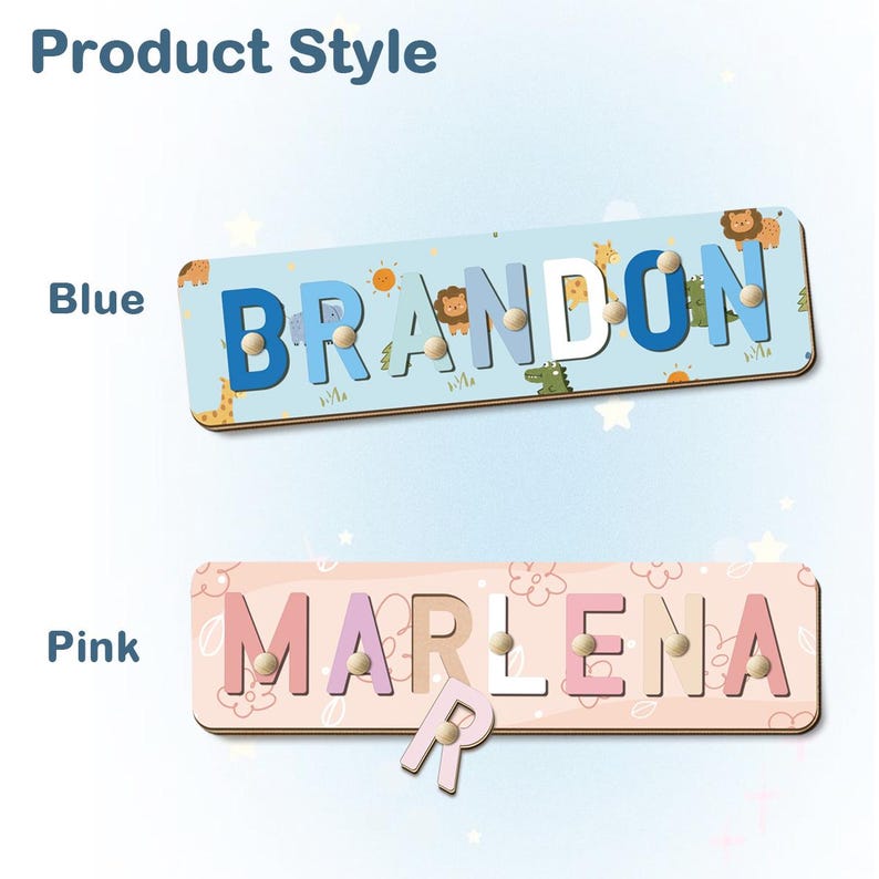 Personalized Name Puzzle Wooden Montessori Toy | Custom Letters Toddler ...