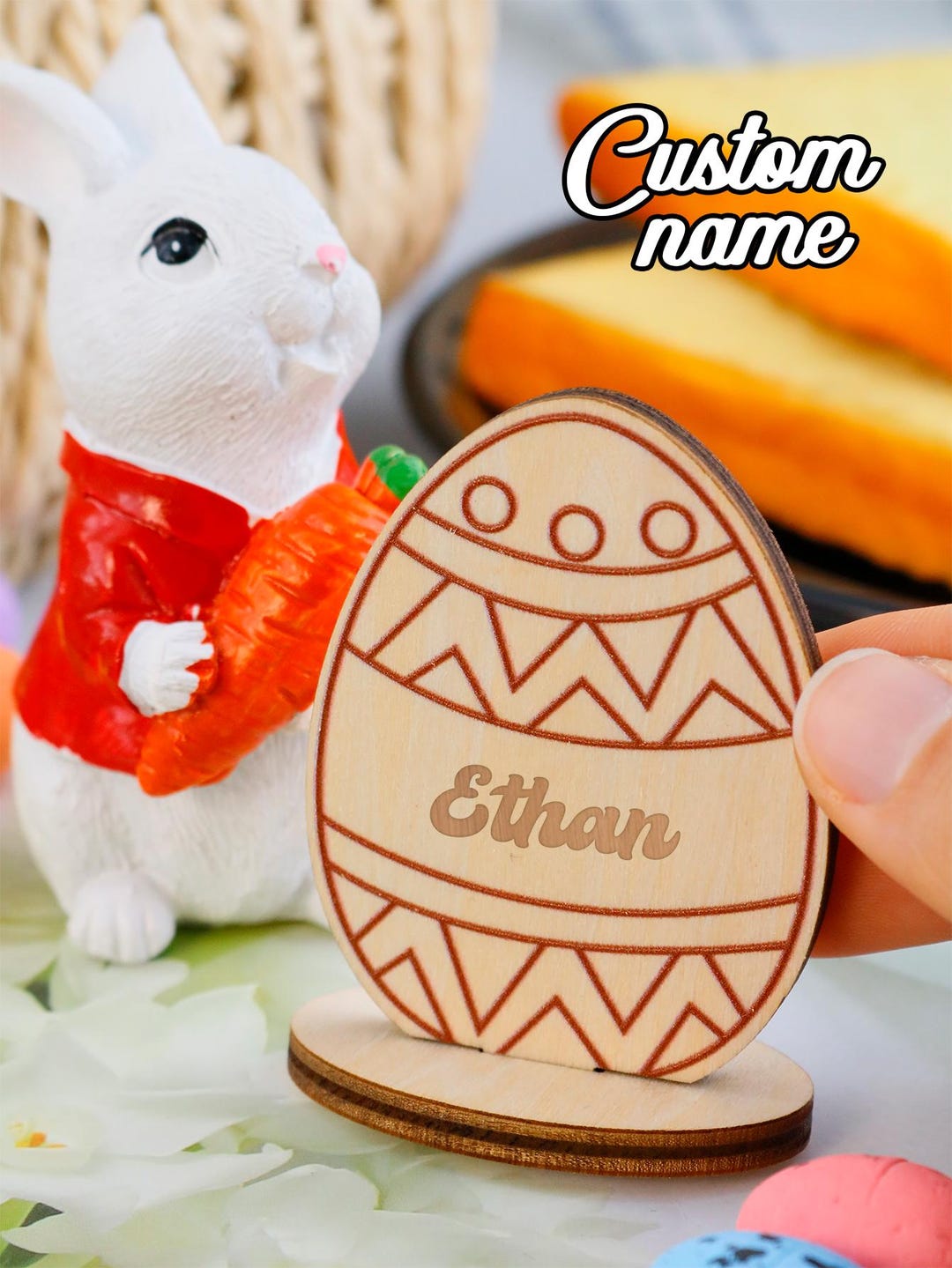 Custom Easter Egg Name Tags • Engraved Place Cards for Table Decor - Etsy