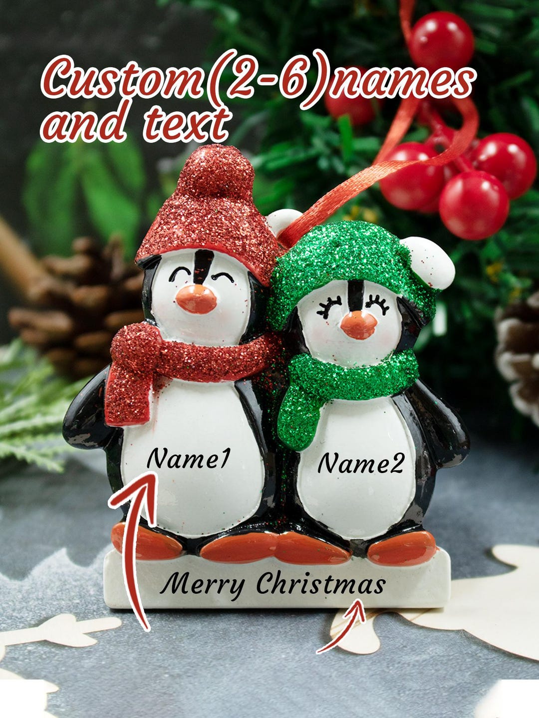 Personalized Christmas Tree Decorations, Penguin Custom Ornaments ...