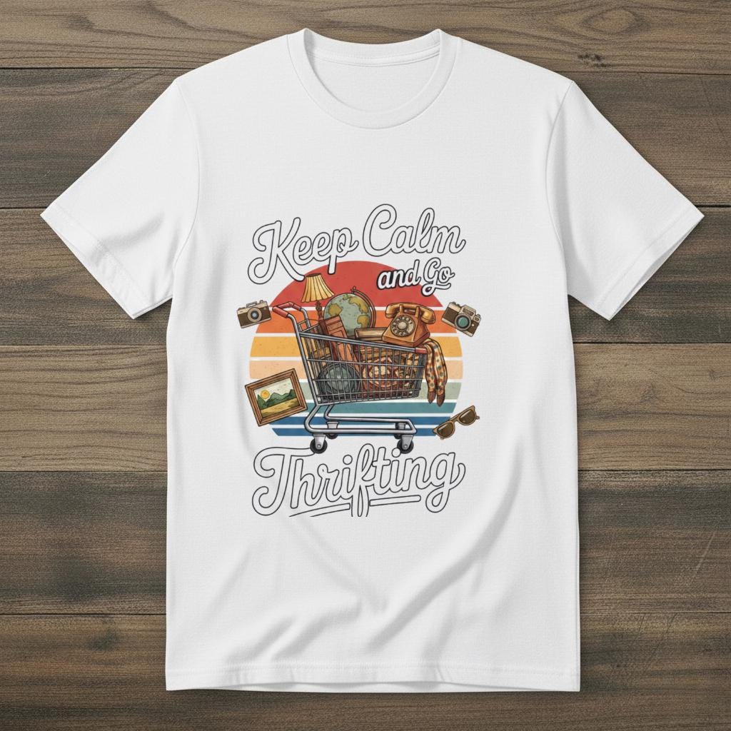Retro Thrifting PNG Sublimation Design, Keep Calm and Go Thrifting ...