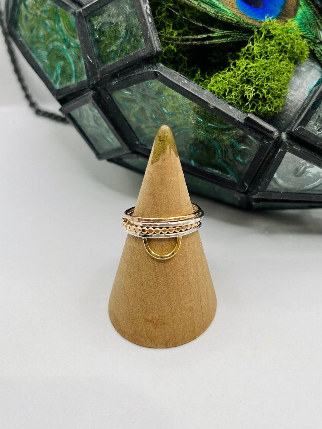 HANNAH Horizon Ring Stack - Mixed Metal Stacking Ring Set of 4 ...