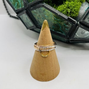 HANNAH Horizon Ring Stack - Mixed Metal Stacking Ring Set of 4 - Handmade Recycled Sterling ...