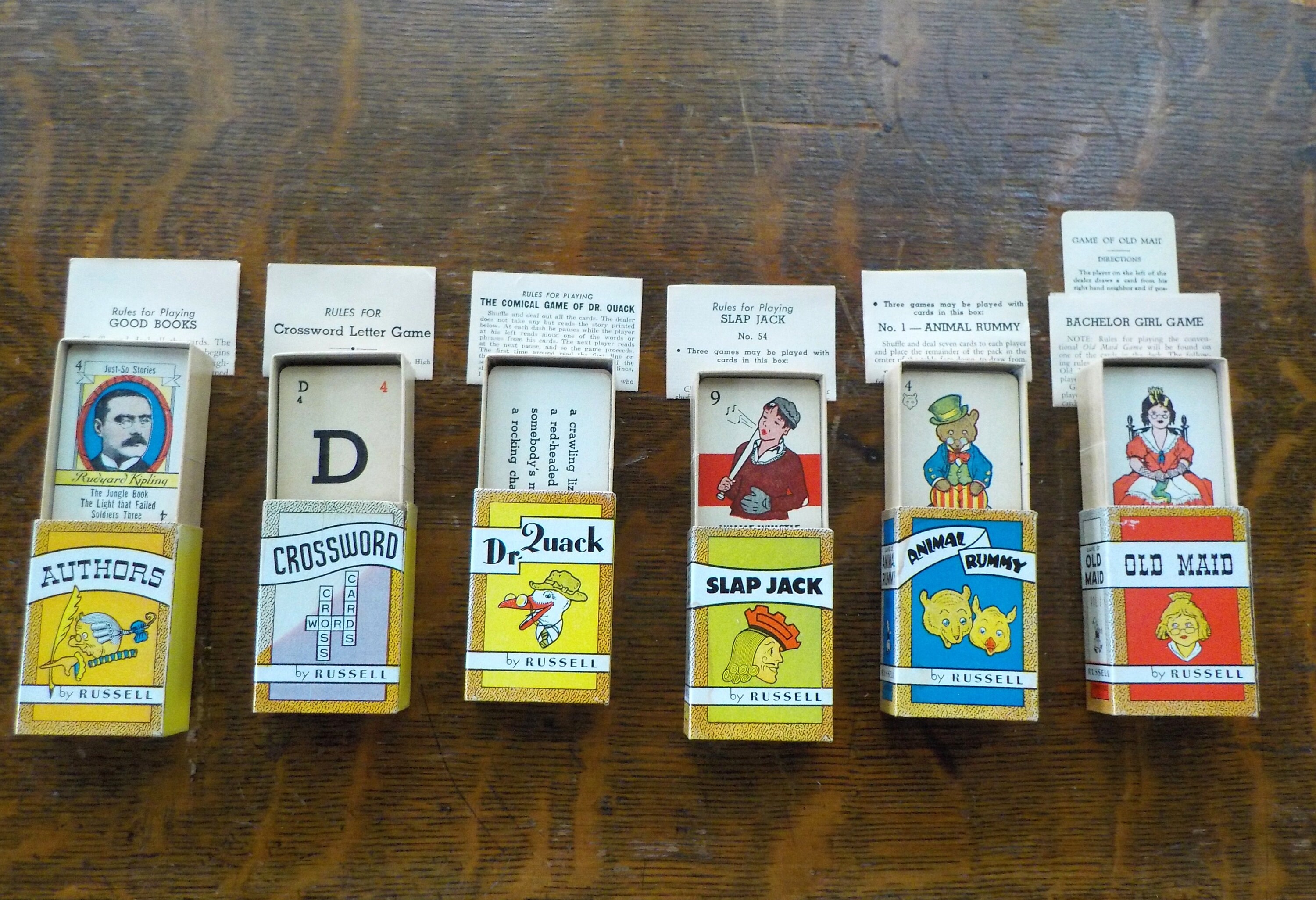 1930's LIBRARY of GAMES by Russell, Vintage Miniature Card Games Big ...