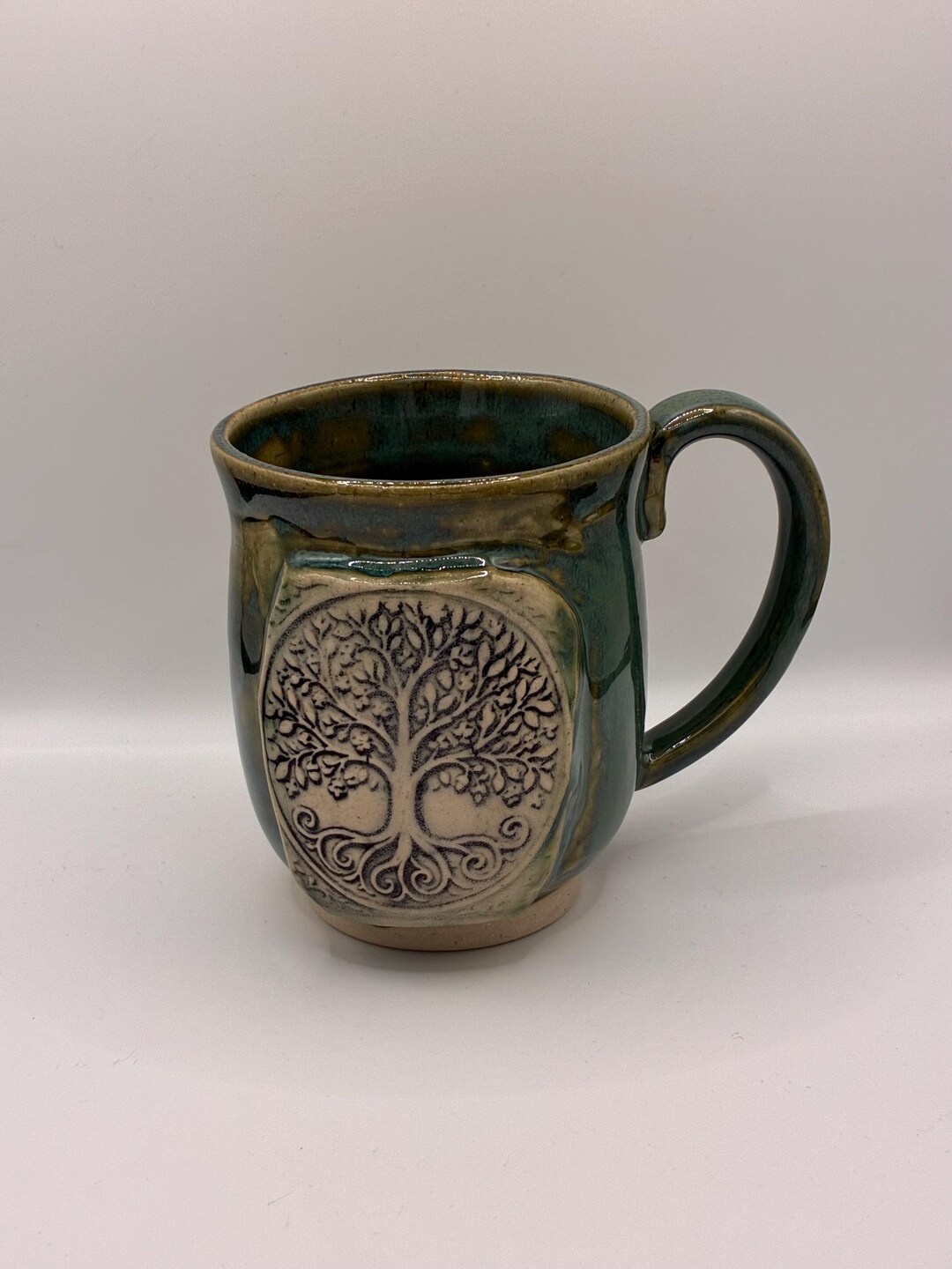 Tree of Life Ceramic Mug | Mossy Forest Green | Artisan Pottery - Etsy