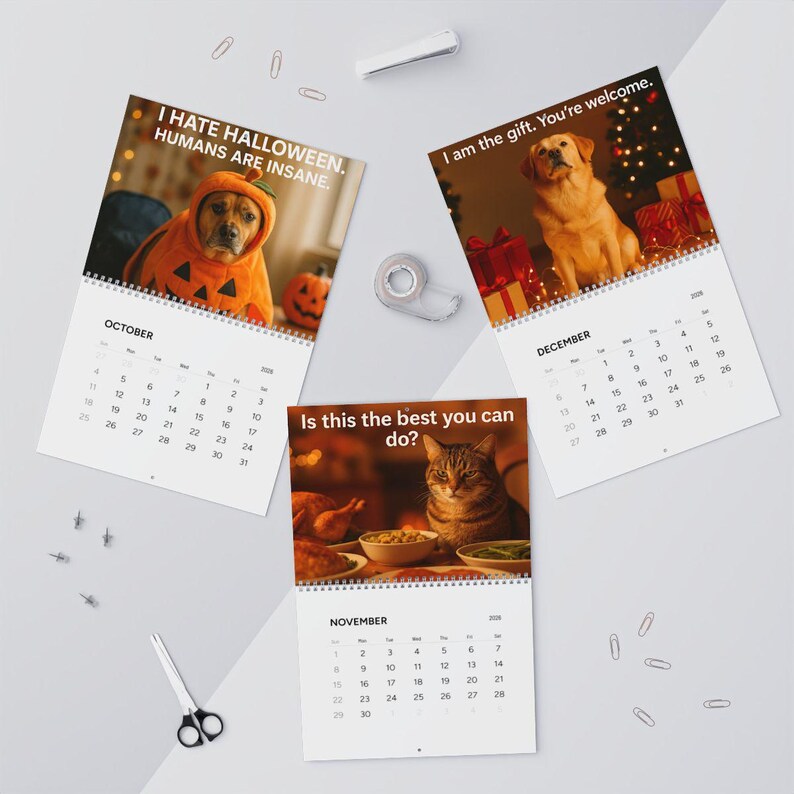 Personalized Funny Pet Meme 2026 Wall Calendar | Sarcastic Cats & Dogs ...