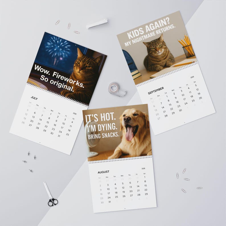 Personalized Funny Pet Meme 2026 Wall Calendar | Sarcastic Cats & Dogs ...