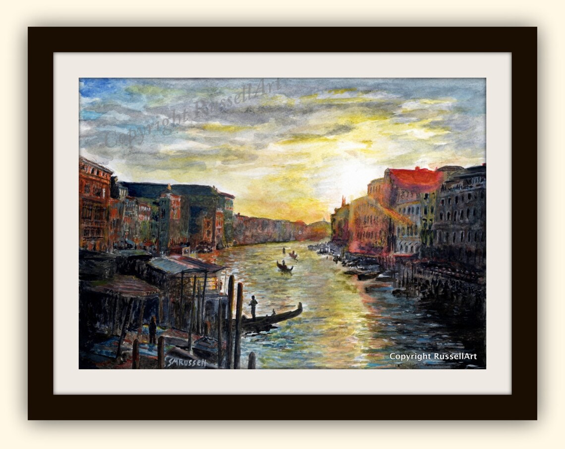 Venice Sunset LARGE A4 A3 or A2 Limited Edition Art Print of | Etsy