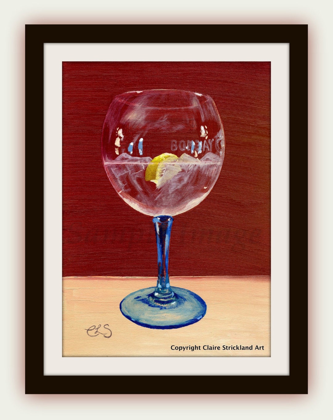 Posh Gin & Tonic - Limited Edition Giclee Art Print of Original Glass Oil Painting by English ...