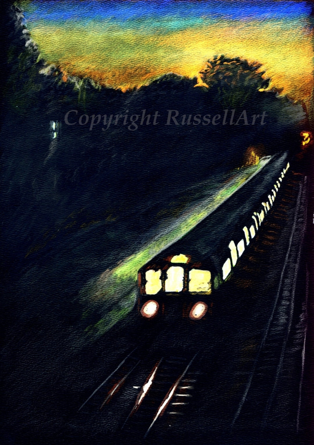 Night Train A4 A3 or A2 Size Locomotive Art Print of Original Painting ...