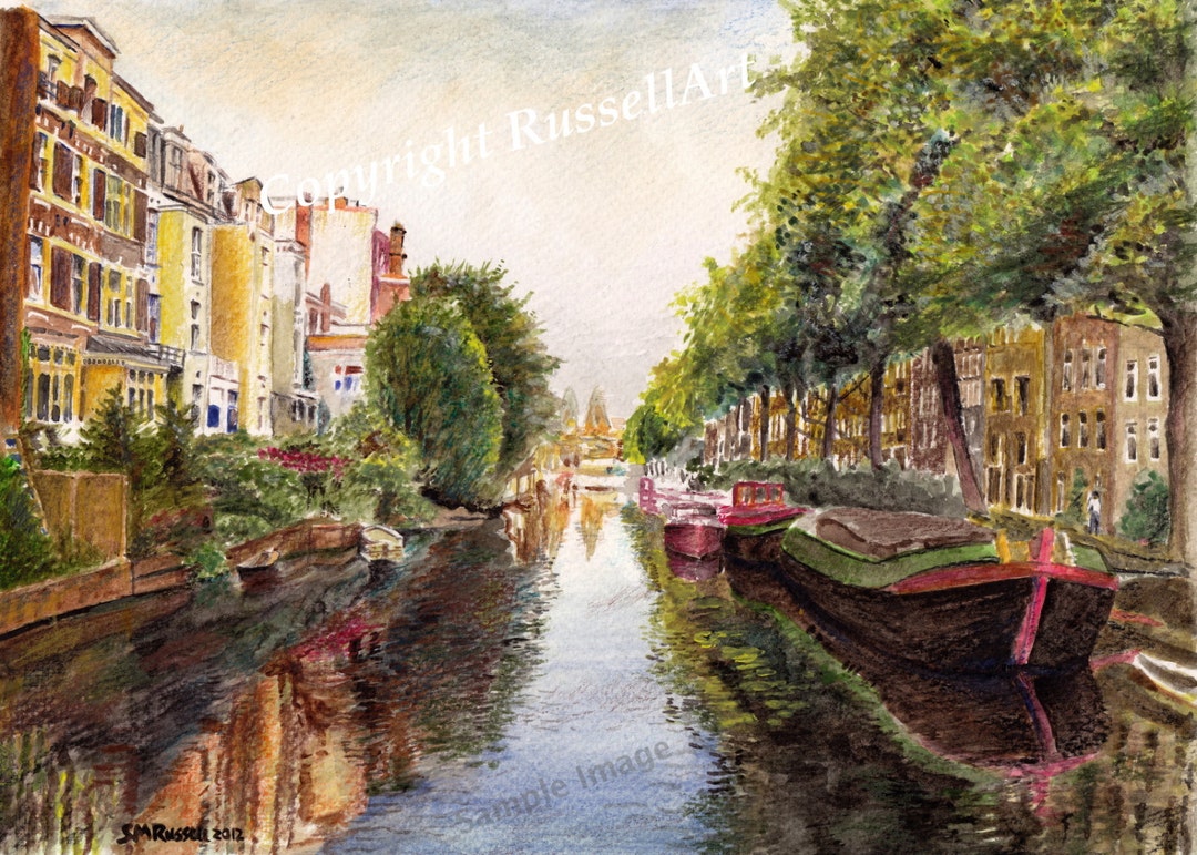 Reflections of Amsterdam Watercolor Landscape LARGE A4 A3 or A2 Limited ...