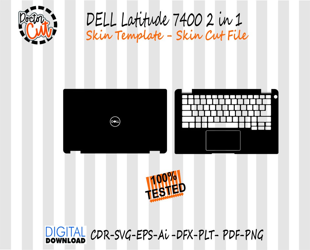 DELL Latitude 7400 2 in 1 Skin Vector Template File Skin Die Cut Layout ...