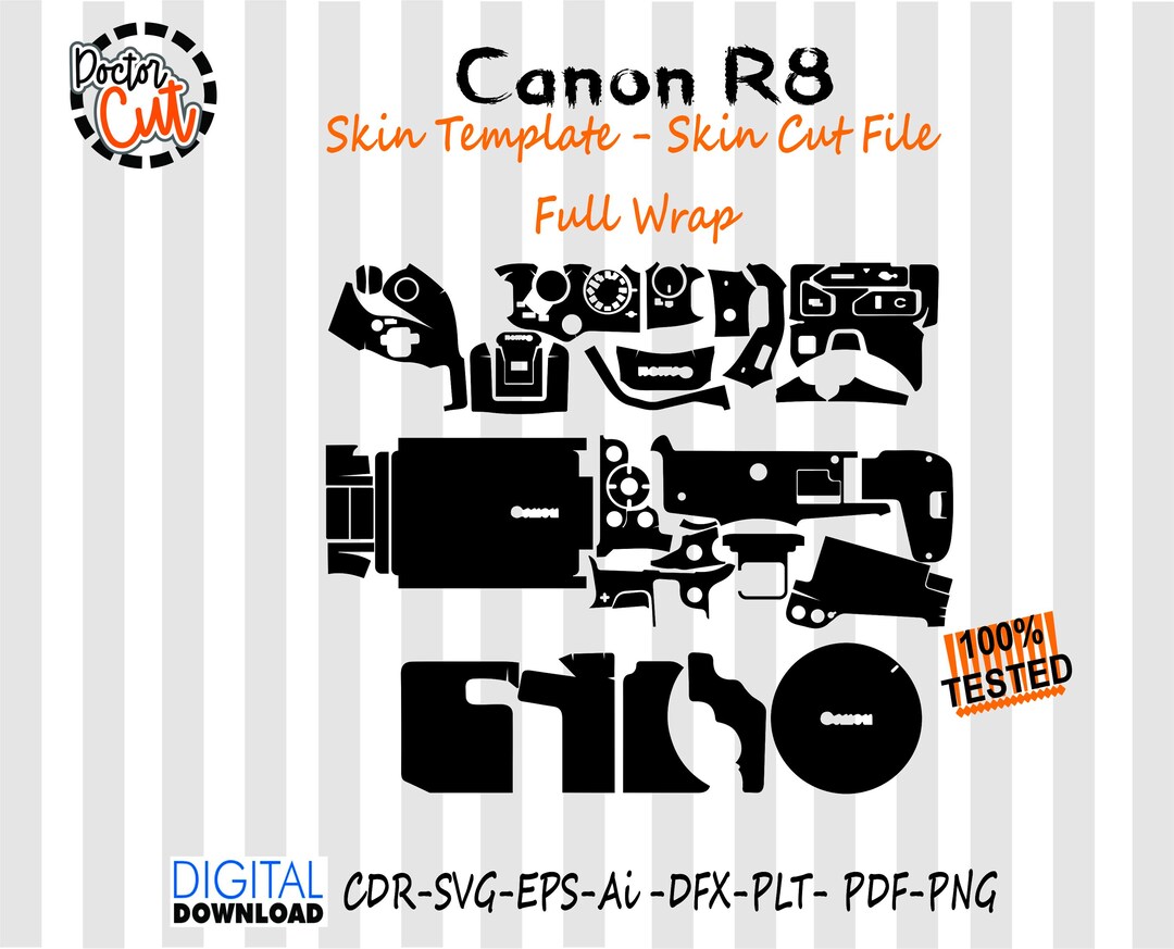 Canon R8 Skin Template Vector File Skin Layout Skin Die Cut Cuts File ...