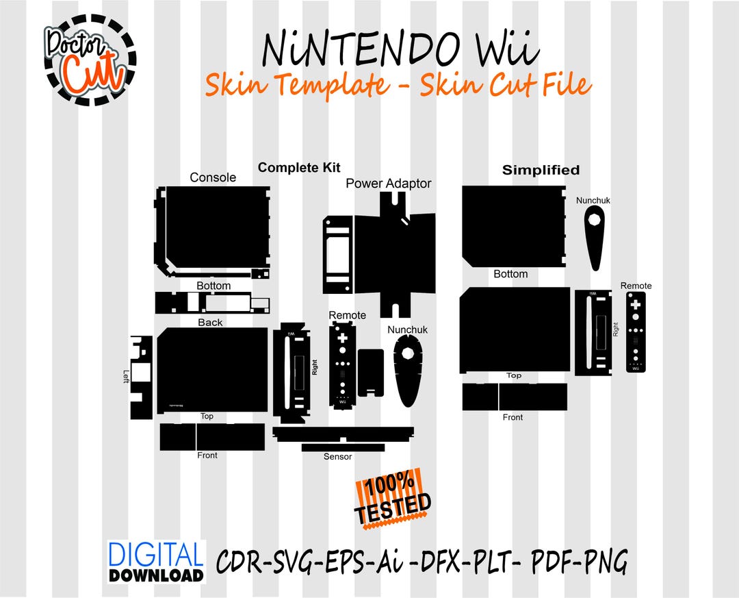 Nintendo Wii Skin Vector Template File Skin Die Cut Layout Nintendo Wii ...