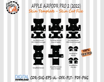 Apple Airpods Pro 2 Skin Template Vector Skin Layout Skin Die Cuts File ...
