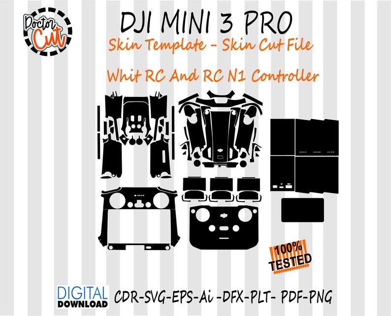Dji Mini 3 Pro Skin Template Vector File Templete Skin Die Cut Skin ...