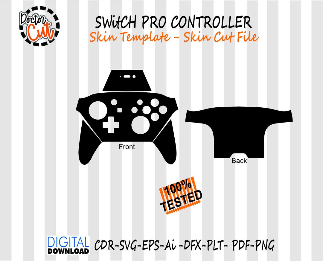 Switch Pro Controller Skin Vector Template File Skin Die Cut Layout ...