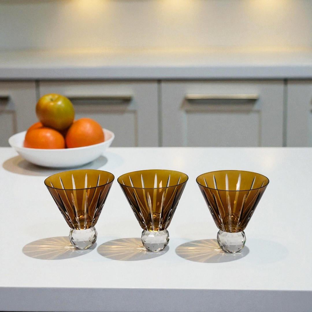 Amber Color Bohemia Cristal Dessert Bowls - Elegant Turkish Serveware ...