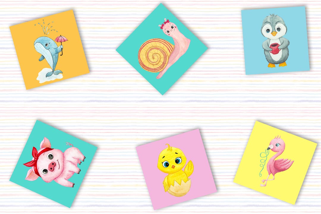 Funny Animals Memory Game: Kids Card Matching (digital Download) - Etsy