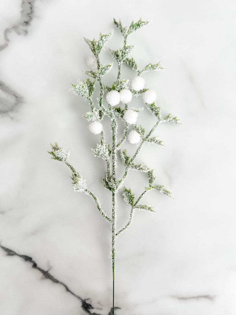 Snowy Greenery Sprigs - Set of 5 - Etsy