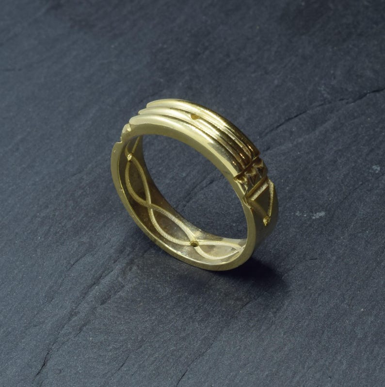 Spiritual Amulet Protection Ring, Atlantis Wedding Band - Etsy