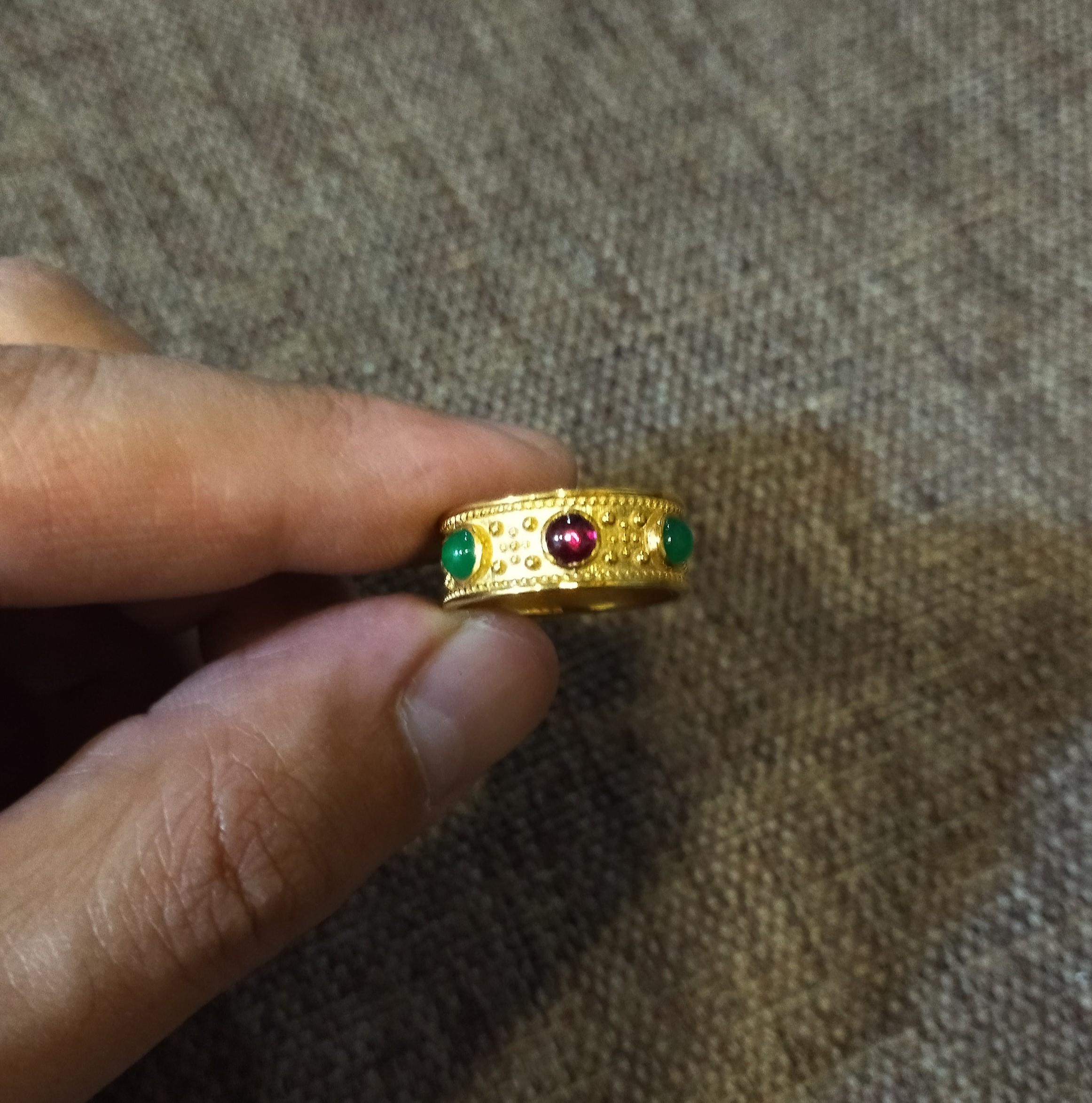 Ancient Greek Emerald Byzantine Ring, Etruscan Garnet Jewelry - Etsy