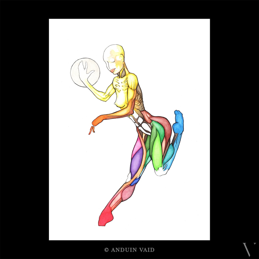 Enlightenment, Original Colorful Watercolor Drawing Sketch, Human ...