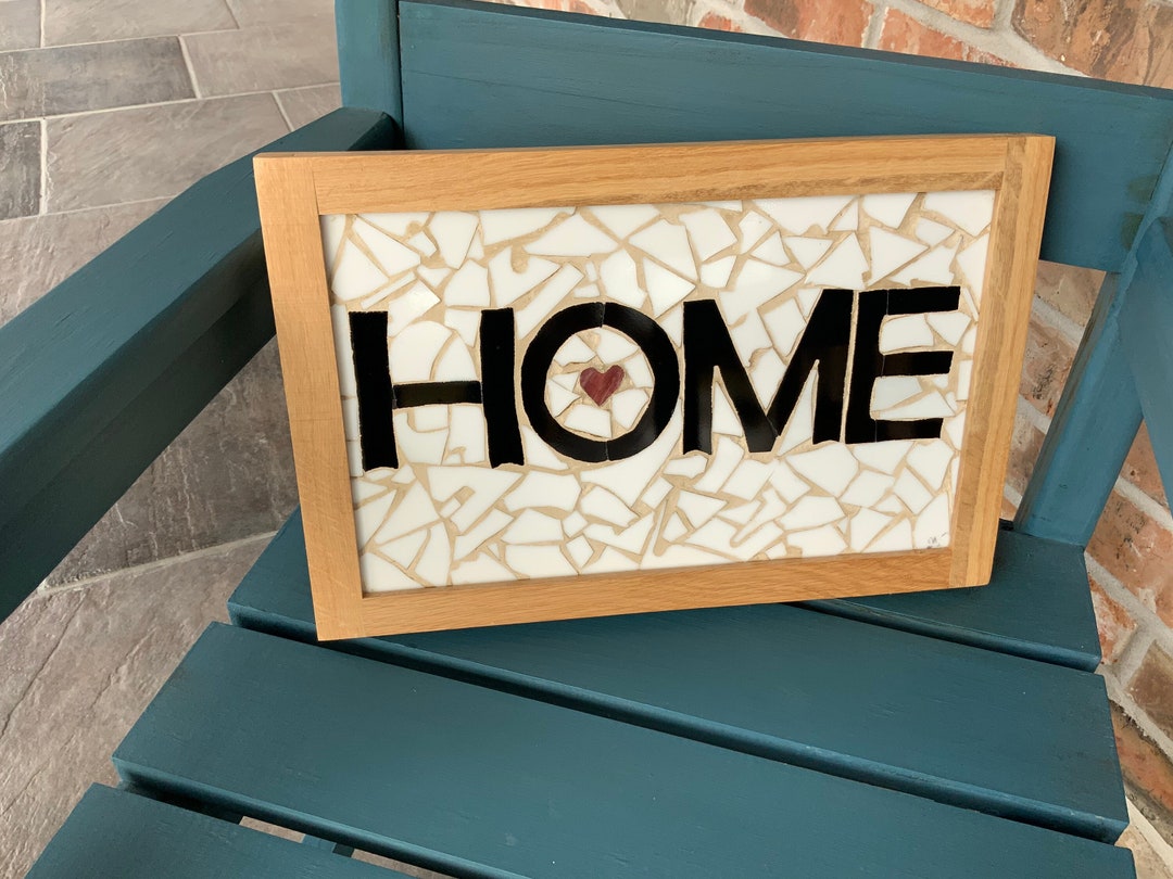 Home Mosaic Sign Porch Sign Outdoor Art Mosaic Front Door Sign ...