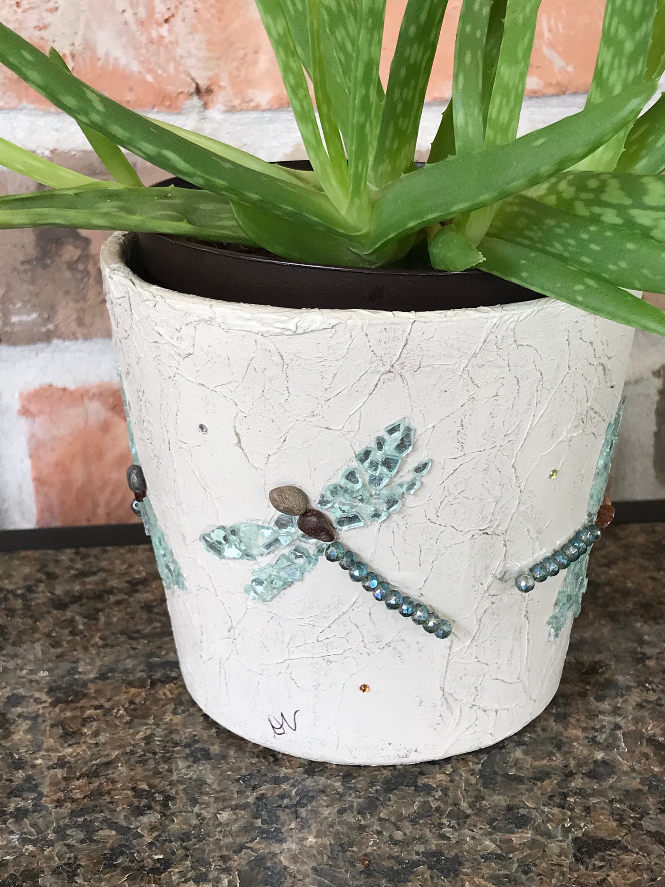 Mosaic Dragonfly Indoor Plant Pot Decorative Plant Container Gardener's ...