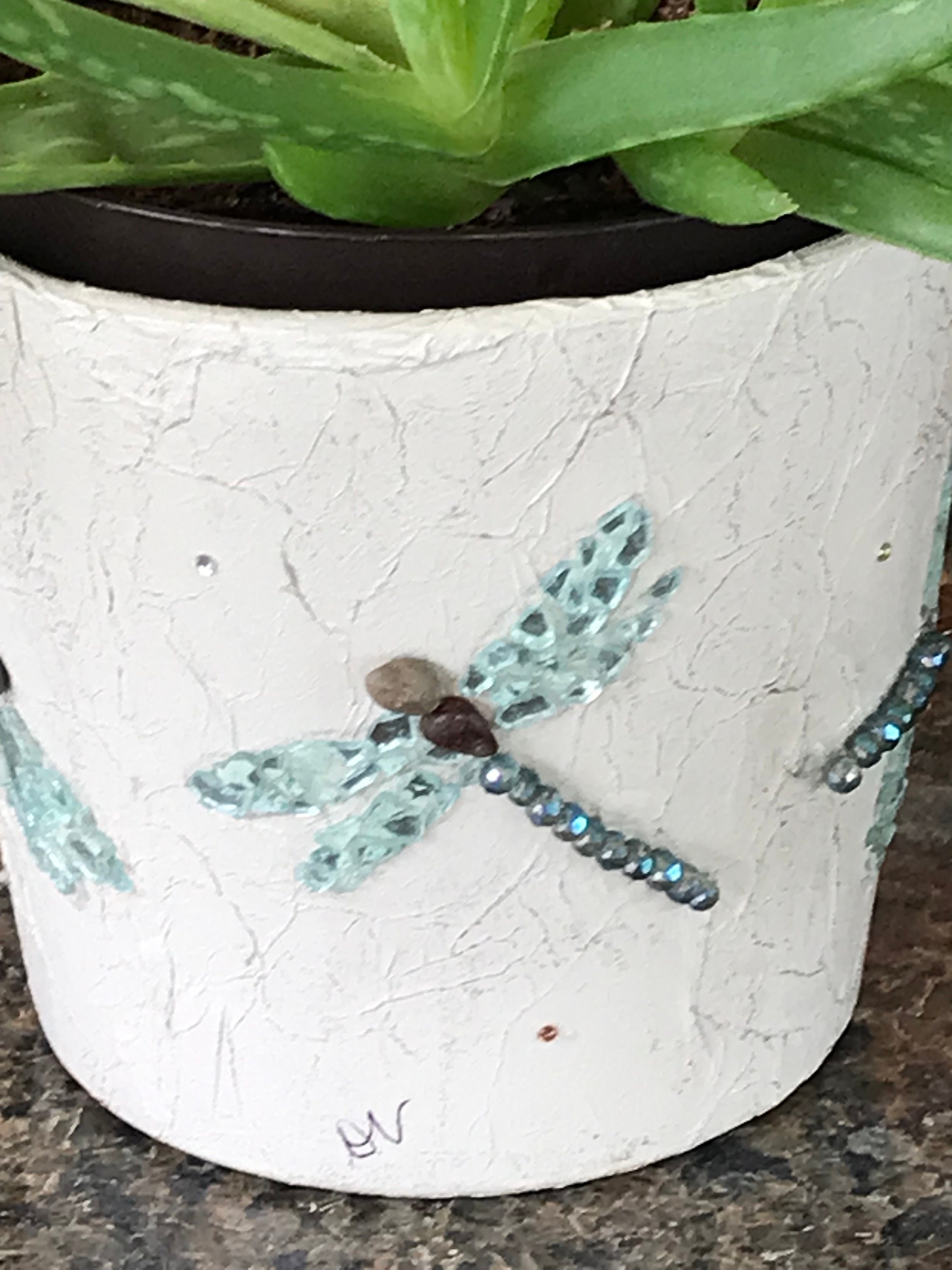 Mosaic Dragonfly Indoor Plant Pot Decorative Plant Container Gardener's ...