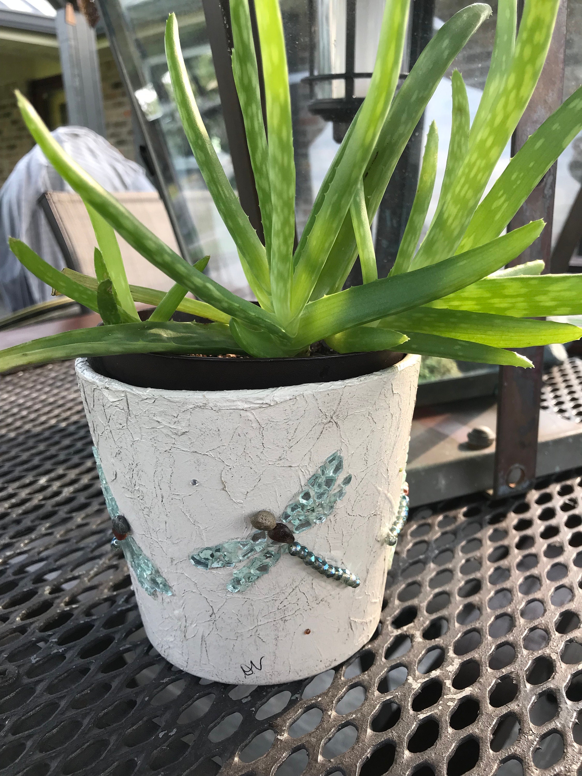 Mosaic Dragonfly Indoor Plant Pot Decorative Plant Container Gardener's ...