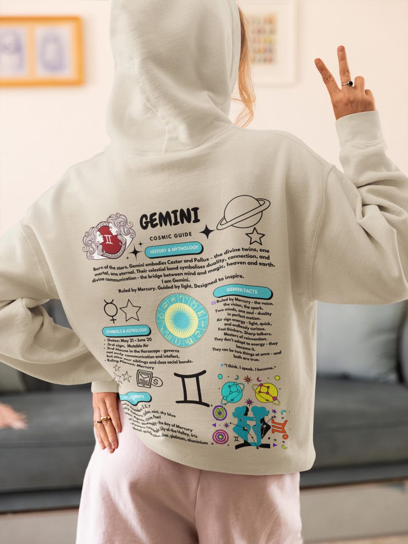 Gemini Zodiac Cosmic Guide Hoodie – Astrology Horoscope Shirt - Etsy