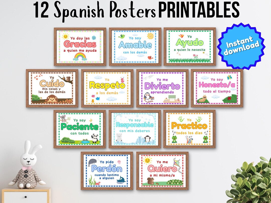 12 Spanish Affirmation Posters, Learn Spanish, Homeschooling Printables ...