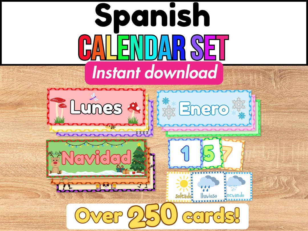 SPANISH CALENDAR KIT - Days Months Seasons Weather Set for Classroom ...