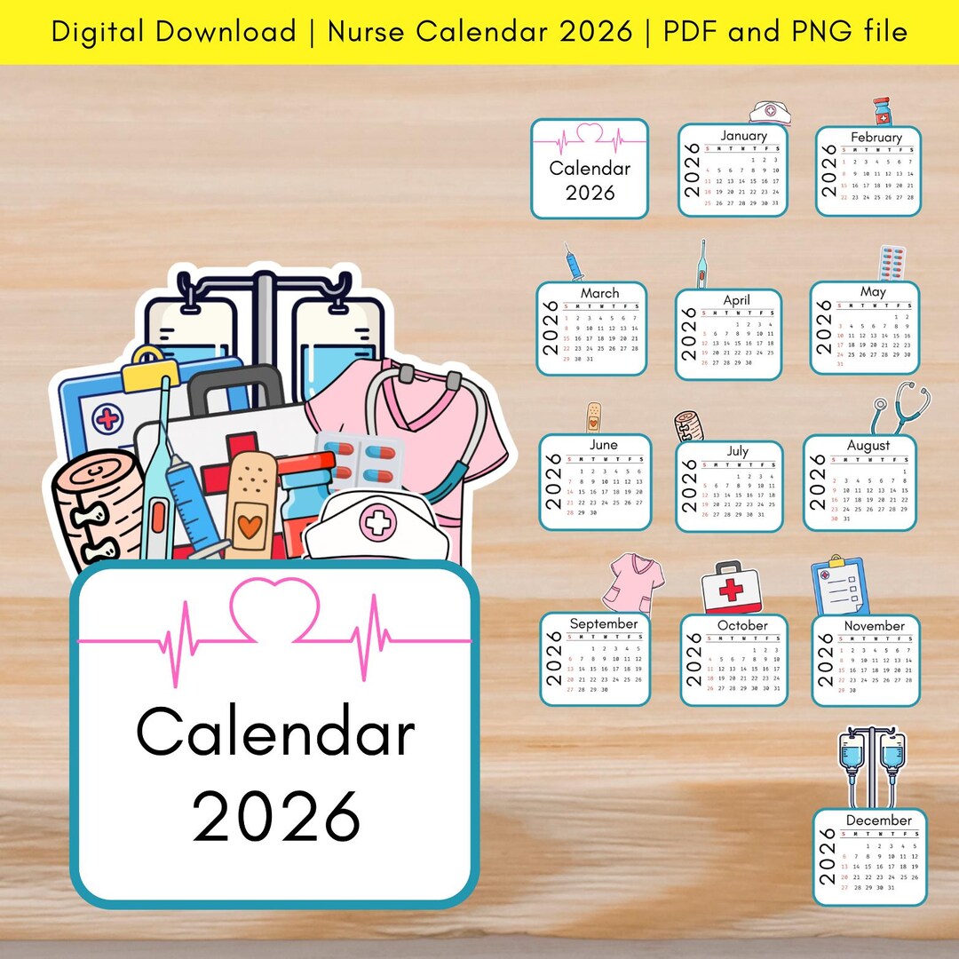 Nurse Calendar, 2026 Medical Calendar 2026 Office Supply Monthly ...