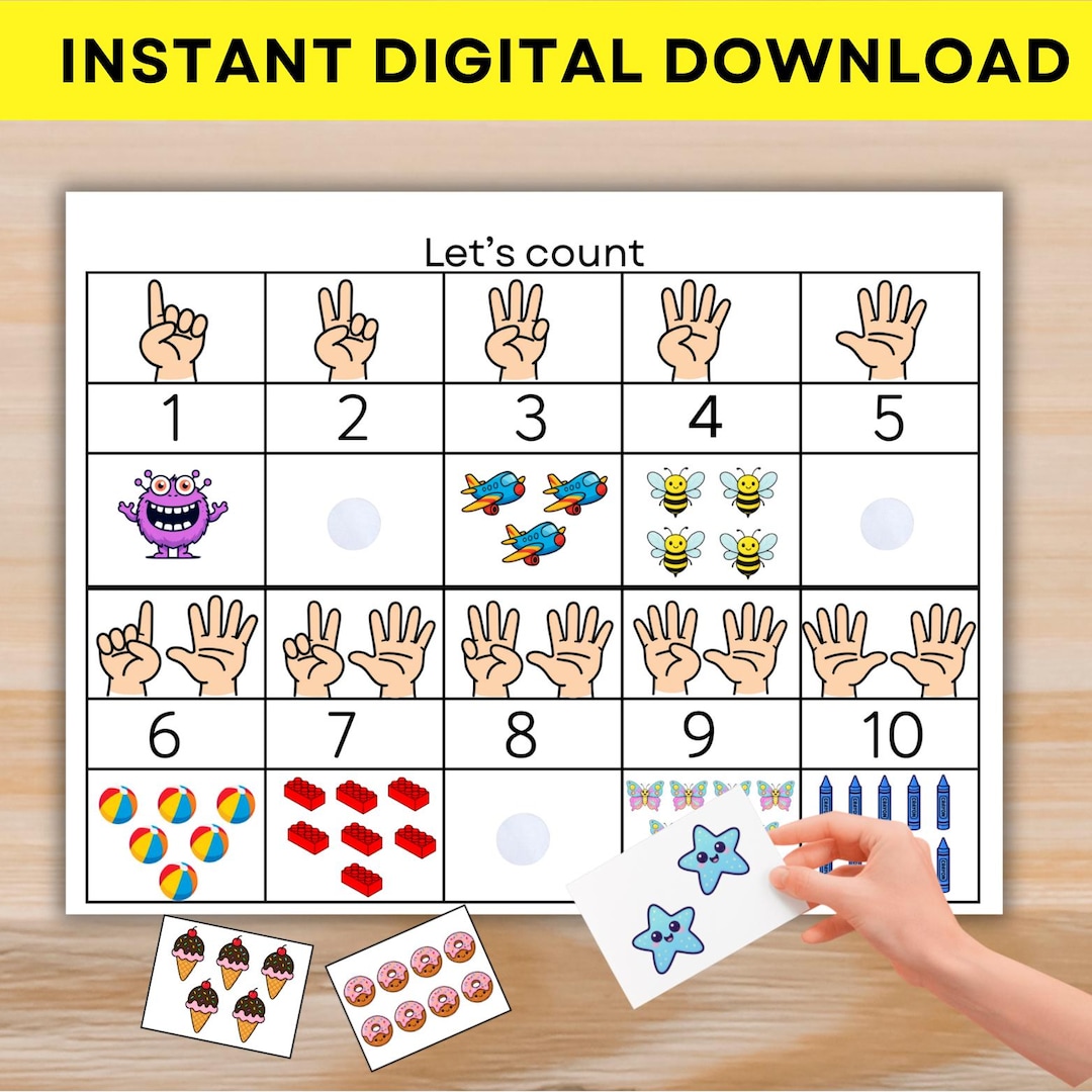 Number Matching Activity, Toddler Printable Busy Book, Preschool ...