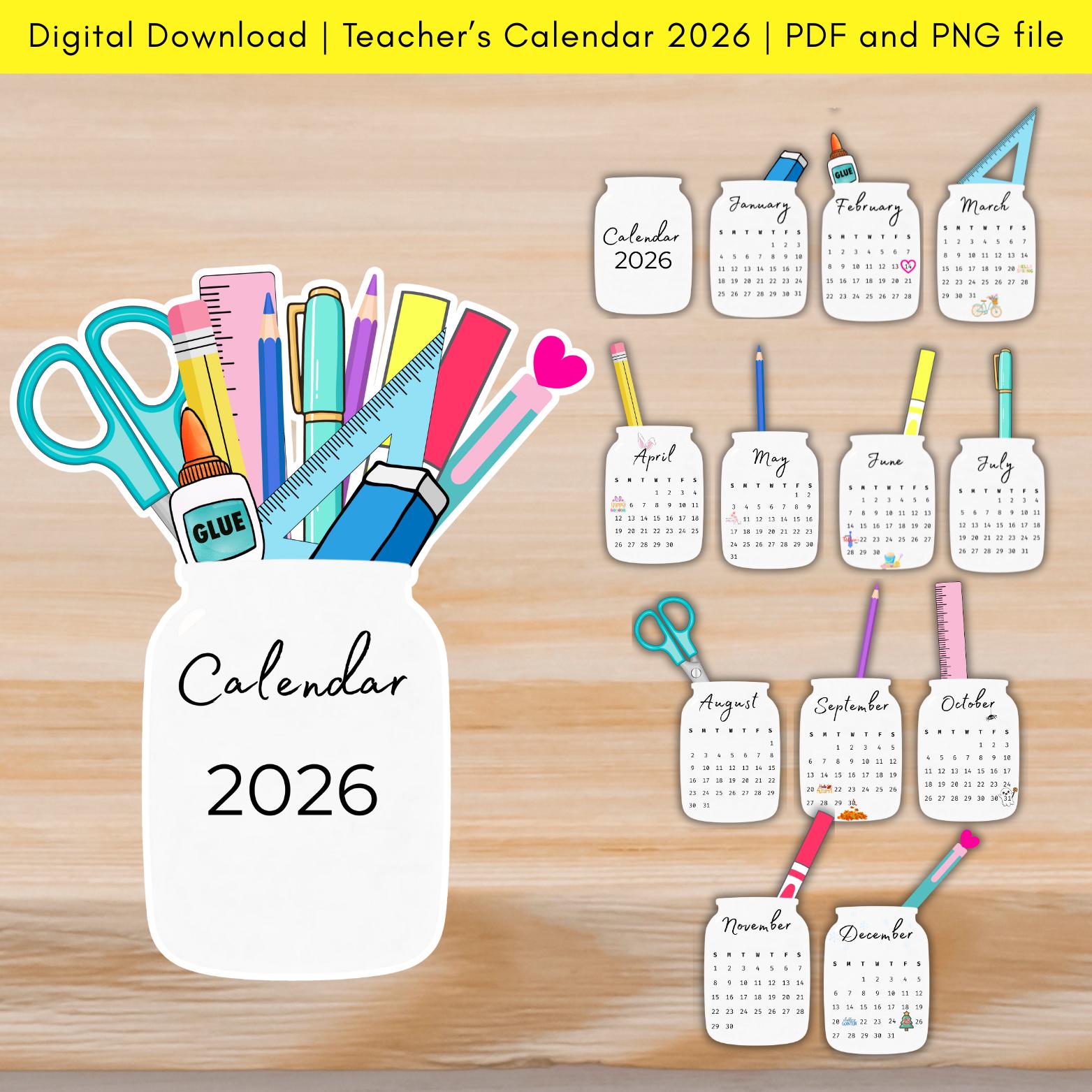 2026 Editable Office Supply Calendar, Digital Printable, Custom PDF ...