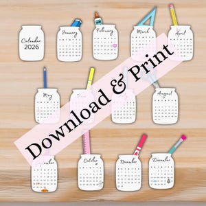2026 Editable Office Supply Calendar, Digital Printable, Custom PDF ...